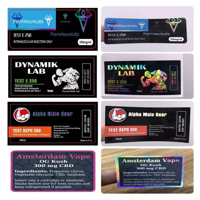 CMYK Holographic Laser PET vial Vial Labels