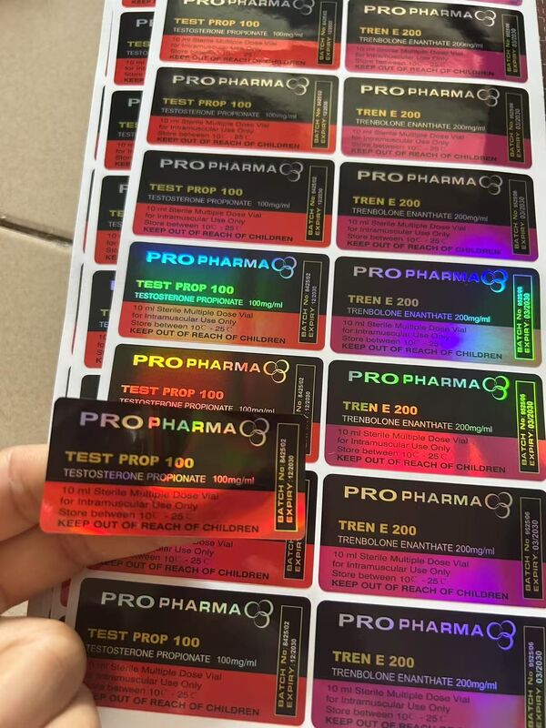Testo Propionate 100mg Hologram Laser 10ml Vial Labels , Glossy Finish ...