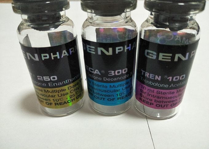 Various GEN PHARMA 10ml Glass Vial Labels DECA / TEST E 300 Laser Vial ...