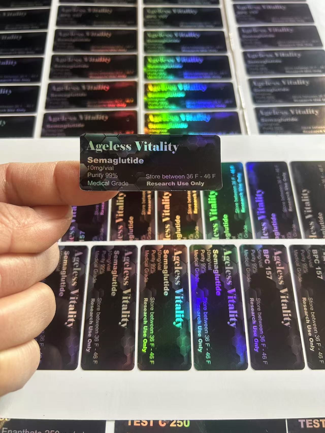 Custom 2ml Semaglutide Peptide Vial Labels - Waterproof