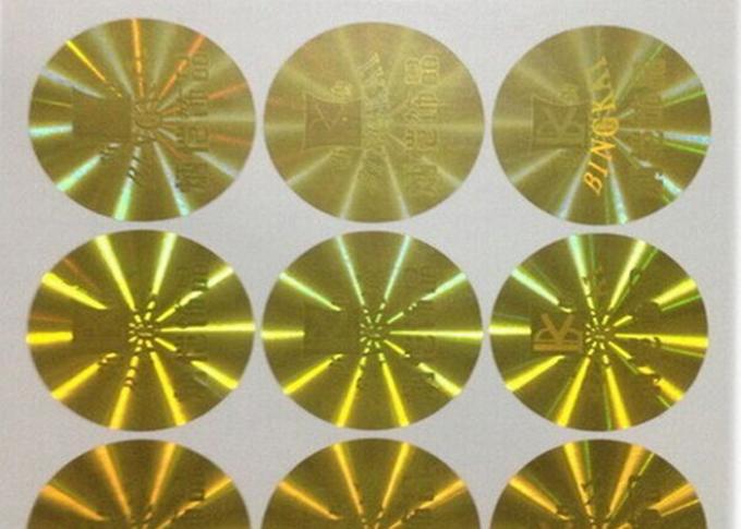 Gold Anti - Fake Security Hologram Sticker Customized Size With Shape